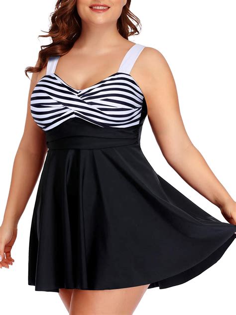 Walmart Plus Size Two Piece Swimsuits Flowy Swim Dress With Shorts