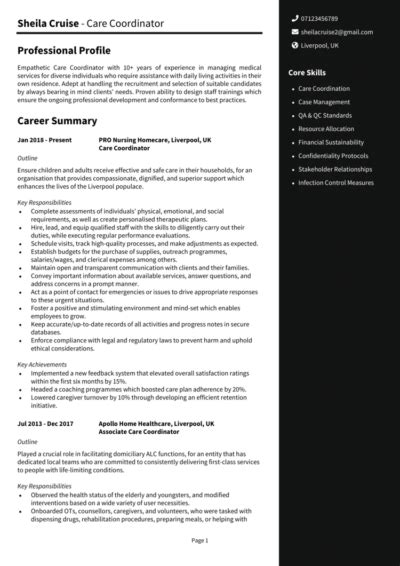Care Coordinator Cv Example Guide Get Noticed