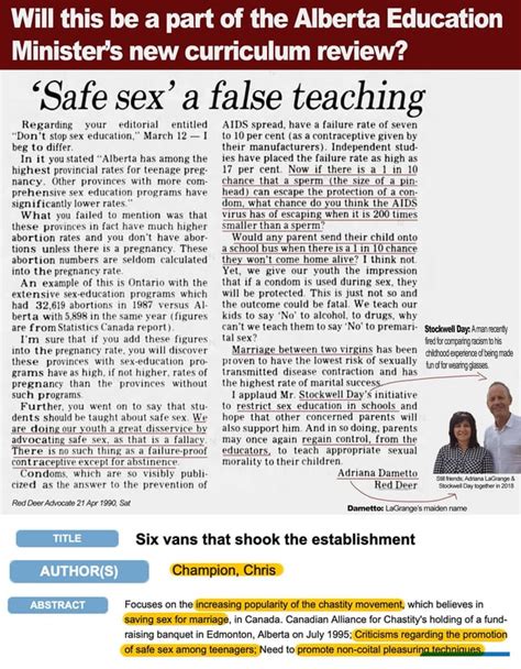 Lagrange 1990 Letter To Editor Condemning Safe Sex Education In
