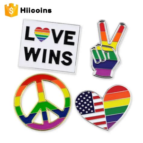 Wholesale Lgbt Rainbow Lesbian Gay Pride Flag Custom Metal Enamel Lapel
