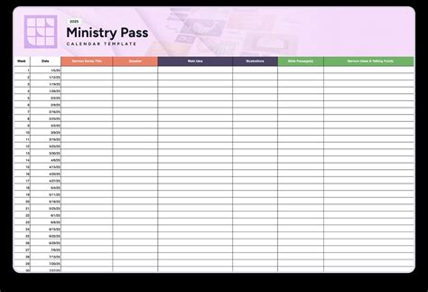 Excel Sermon Calendar Template Ministry Pass