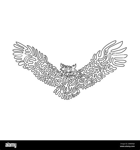 Single One Line Drawing Of A Beautiful Owl Flying Abstract Art
