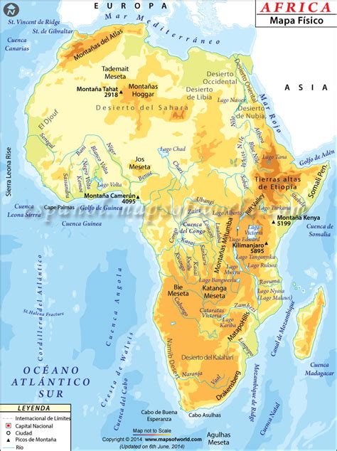 Mapa físico de África