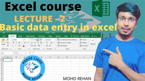 Excel Course Lecture 2 Basic Data Entry In Excel Excel Beginners Computer Bepadhelikhe