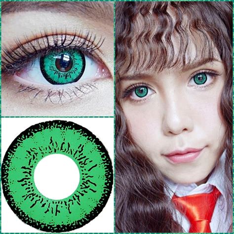 Dollyeye Green Cosplay Contact Lenses Bright Green 14 2mm Full Coverage