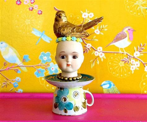 Unique Porcelain Doll Head Sculpture Assemblagevintage Original Art