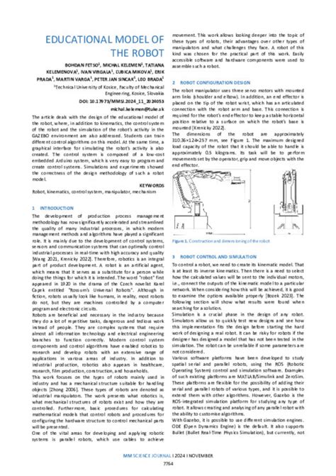 Educational Model Of The Robot Mm Science Journal