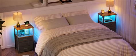 Amazon Seventable Nightstand With Charging Station And Led Light