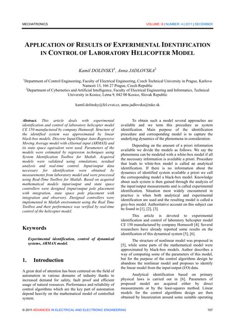 Pdf Application Of Results Of Experimental Identification In Control