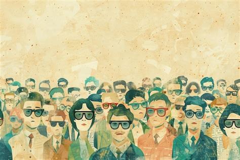 People 3d Glasses Crowd Ephemera Border Backgrounds Sunglasses Adult Premium Ai Generated Image