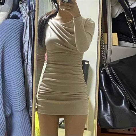 샥출발 숏 롱ver 자체제작 오프숄더 브이넥 바스트 골반 볼륨 랩 셔링 밴딩 언발 긴팔 미니 원피스 6color