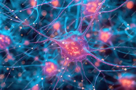 Glowing Neural Network Concept Illustration Premium Ai Generated Image