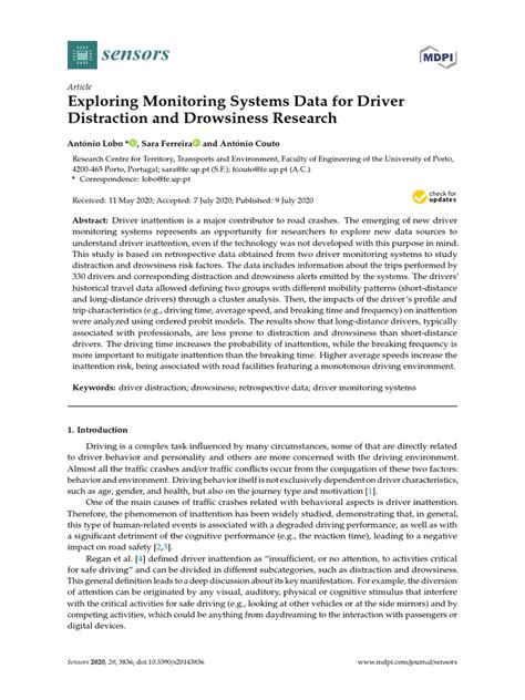 Exploring Monitoring Systems Data For Driver Distraction And Drowsiness Research Download Free