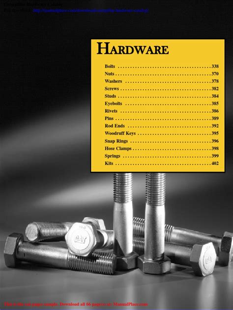 Caterpillar Hardware Catalog Pdf Screw Manufactured Goods