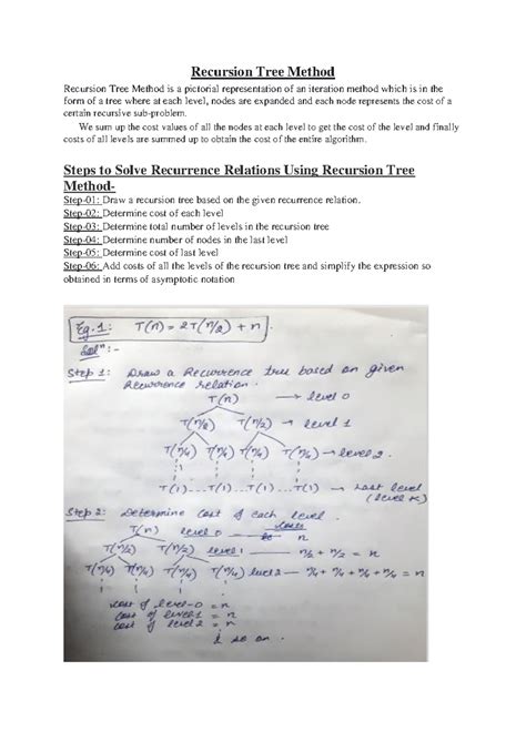 Recurrence Tree Method Recursion Tree Method Recursion Tree Method Is
