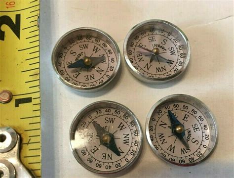 Vintage Cracker Jack Gumball Prize Toy Four Tin Compasses Compass