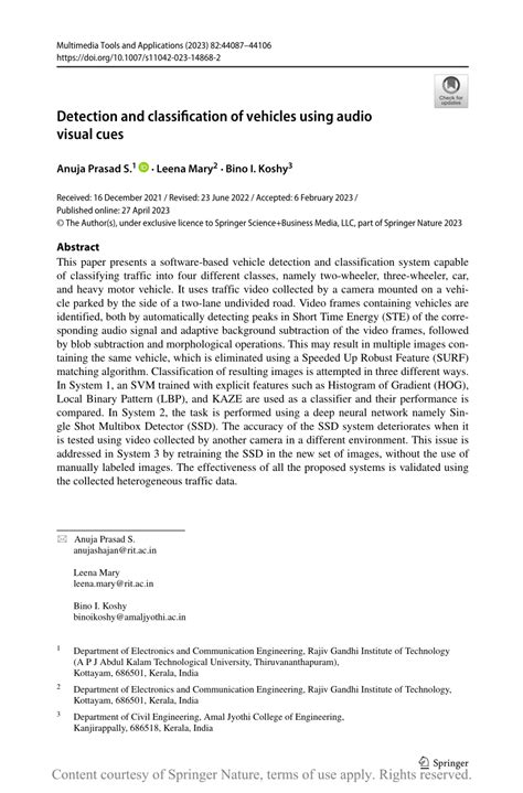Detection And Classification Of Vehicles Using Audio Visual Cues
