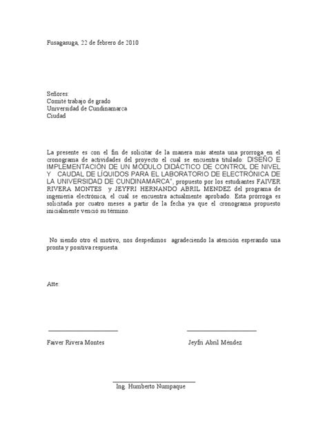 Carta Prorroga
