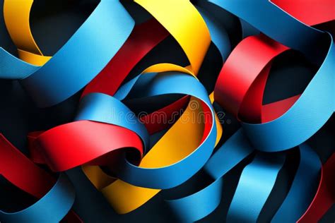 A Modern 3d Design With Twisting Ribbons In Bold Primary Colors