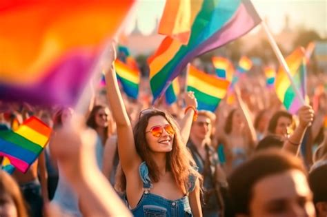 Premium Ai Image Ai Generated Closeup Rainbow Flags Of Lgbt Community