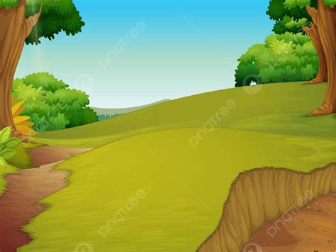 Pasture Cartoon Clearing Field Vector Cartoon Clearing Field Png And