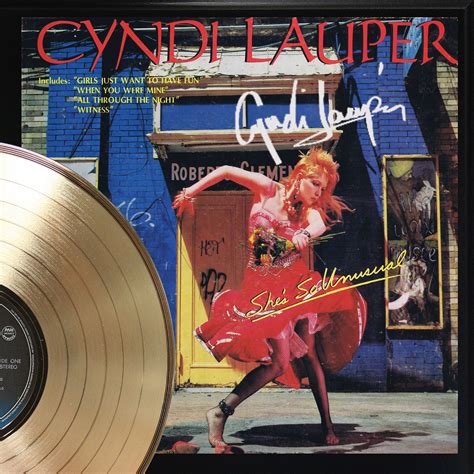 Cyndi Lauper Shes So Unusual Gold Lp Ltd Signature Record Display C3