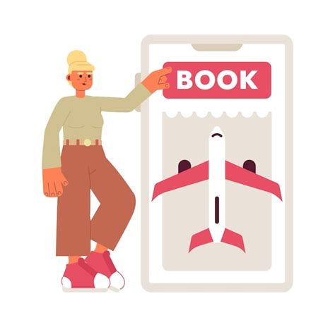 premium vector booking flight over phone flat concept vector spot