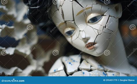 A Close Up Of A Doll With Cracked Skin Ai Stock Image Image Of