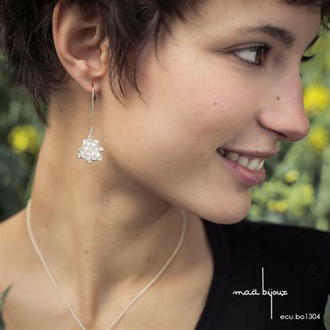 Boucles d oreilles pendantes écume en argent massif Maä