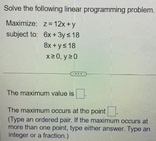 Solved Solve The Following Linear Programming Problem Chegg