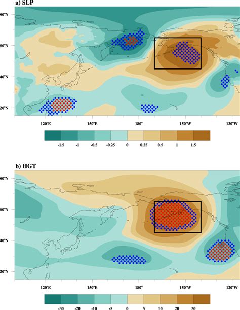 Linear Regressions Of A Slp Shaded Unit Hpa And B Geopotential