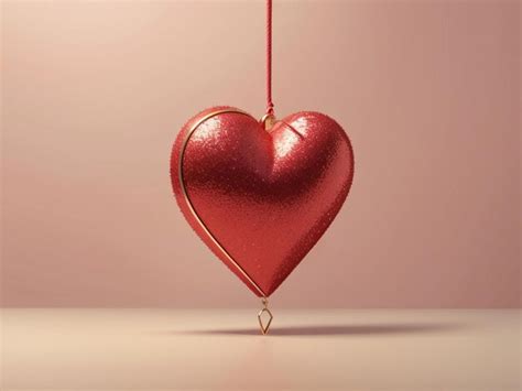 Premium Photo Radiant Red Glittery Heart Suspended By A Metal Hook