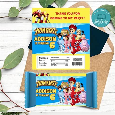 Monkart Candy Bar Label Customizable Template Diy Bobotemp