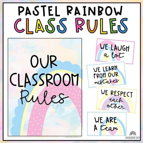 Classroom Rules Positive Class Rules Pastel Rainbow Theme Rainbow
