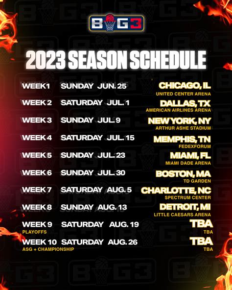 2023 Season Schedule Big3