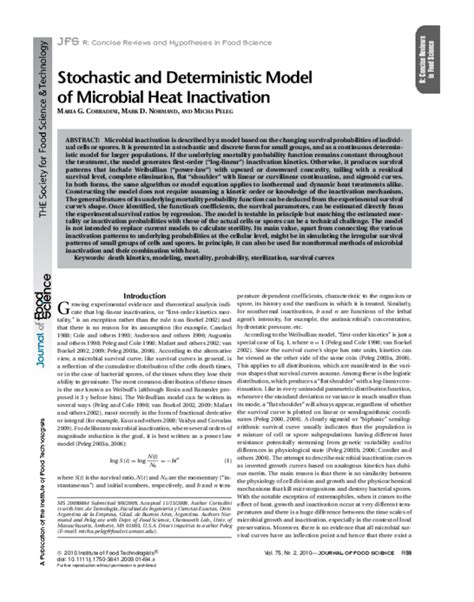 Pdf Stochastic And Deterministic Model Of Microbial Heat Inactivation