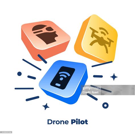 3d Vector Buttons With Icons For Drone Pilot High Res Vector Graphic