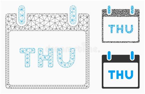Thursday Calendar Page Vector Mesh Network Model And Triangle Mosaic Icon Stock Vector