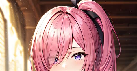 Aiイラスト メカクレ☓ポニーテール☓ピンク髪の爆乳お姉さん ユーキヒロ自己紹介読んでのイラスト Pixiv