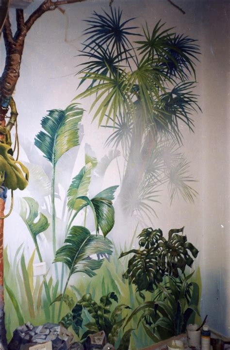 Jungle themed hand-painted mural. #handpaintedmurals # ...