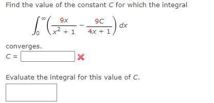 Solved Find The Value Of The Constant C For Which The Chegg Com