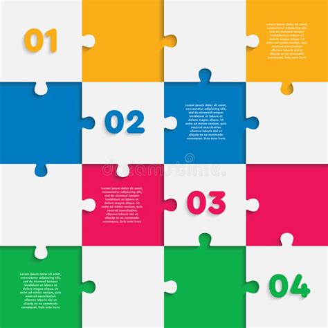 Sixteen Pieces Puzzle Jigsaw Squares Infog Raphic Stock Vector