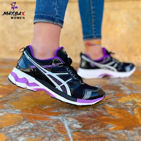 خرید کتانی دخترانه Asics مشکی بنفش کد 12059 قیمت ارزان 26 دی