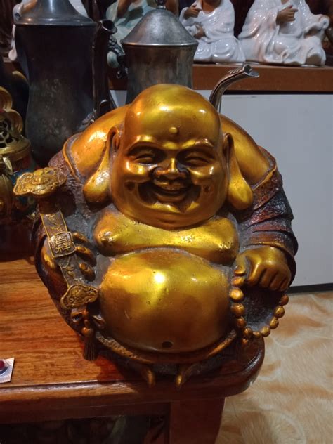 Vintage Brass Laughing Buddha Statue Hobbies And Toys Memorabilia