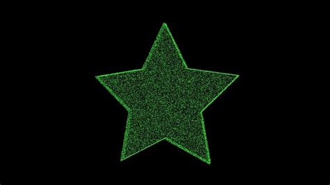 Premium Photo 3d Green Star On Black Background Object Consisting Of Flickering Particles
