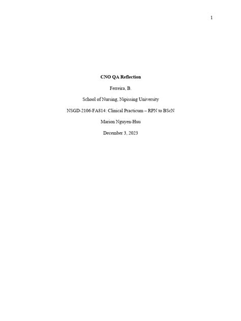 cno qa reflection pdf communication nursing