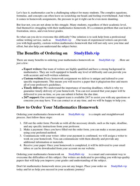 Mathematics Homework Pdf Homework Mathematics
