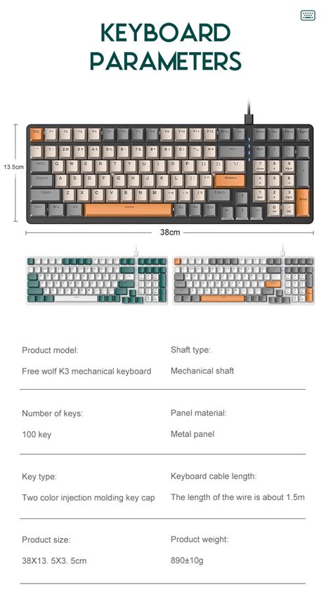Ziyoulang Freewolf K3 Mechanical Keyboard 100 Keys Vibe Gaming