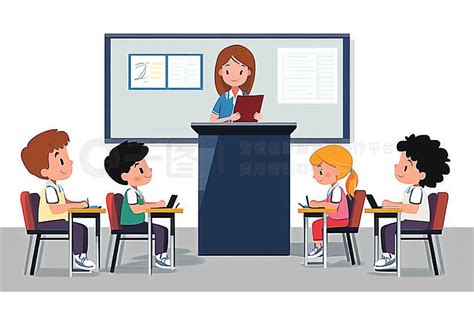 Classroomai数字艺术 Classroom卡通简约风儿童学生老师教室上课场景插画 Ai平面元素免费下载 Png格式 1344像素 编号71590827 千图网