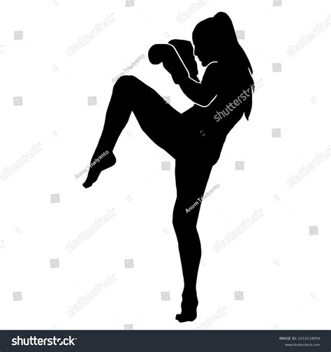Silhouette Kickboxing Woman Stock Vector Royalty Free 2153134059